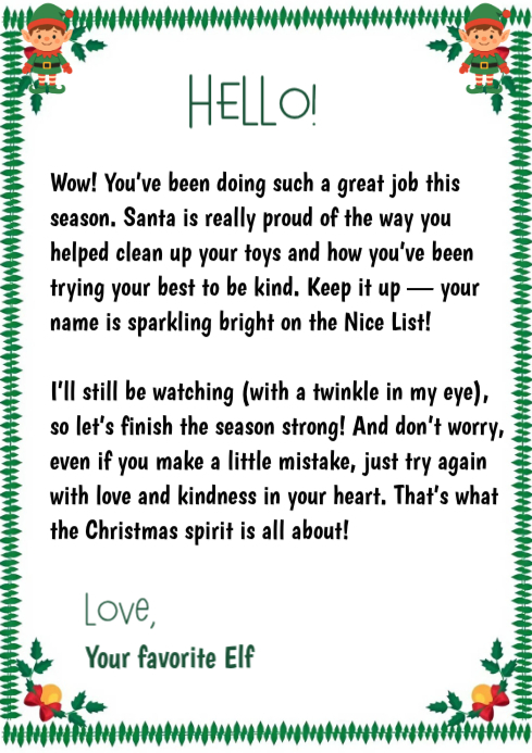 White Typographic Elf Letter Flyer A4 Template | PosterMyWall