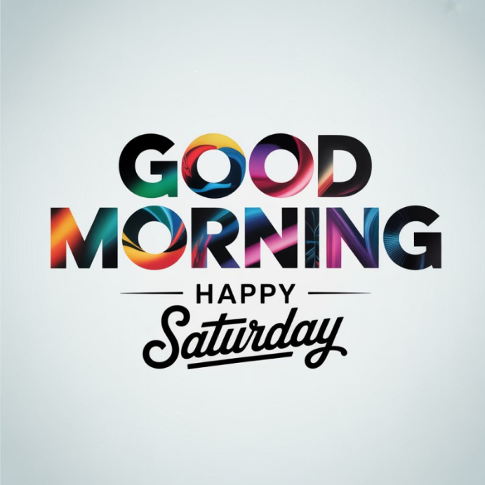 Copy of White Typographic Good Morning Happy Saturday Graphic ...
