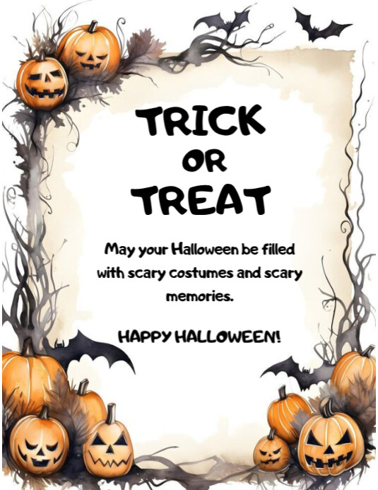 White Typographic Halloween Flyer (us Letter) Template | PosterMyWall