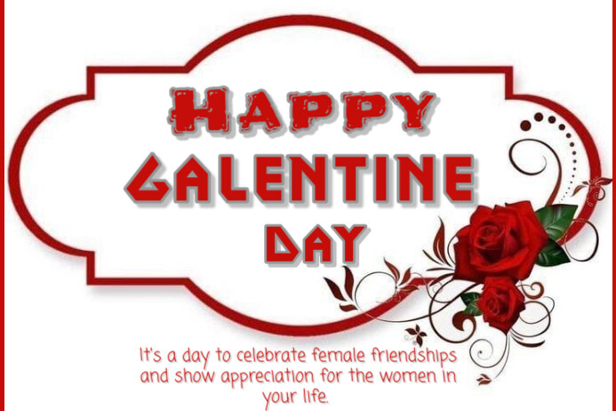 White Typographic Happy Galentine Day Poster Template | PosterMyWall