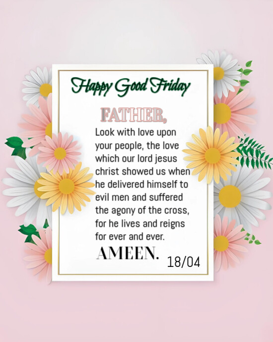 White Typographic Happy Good Friday Flyer Instagram Portrait Template ...