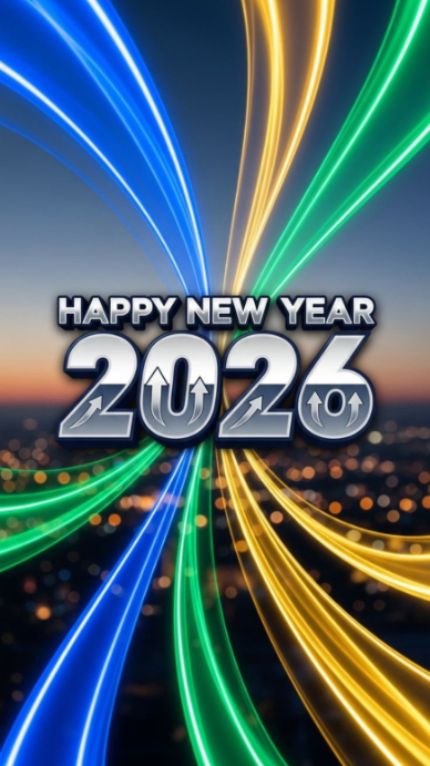 White Typographic Happy New Year 2026 Light Trails Design – Modern ...