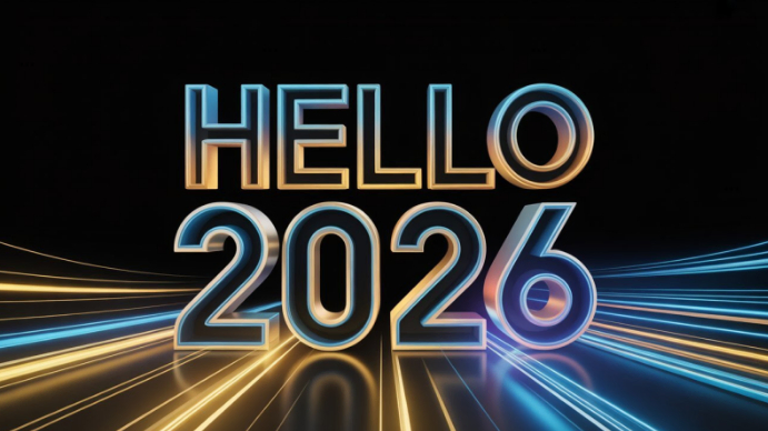 Plantilla de White Typographic Hello 2026 New Year Poster – Futuristic ...