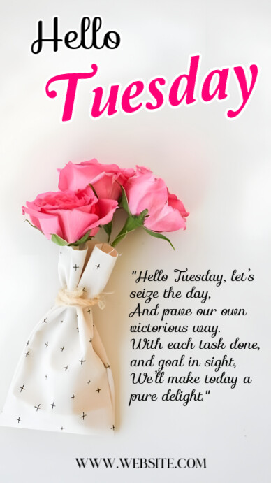 White Typographic Hello Tuesday Flyer Instagr Template | PosterMyWall
