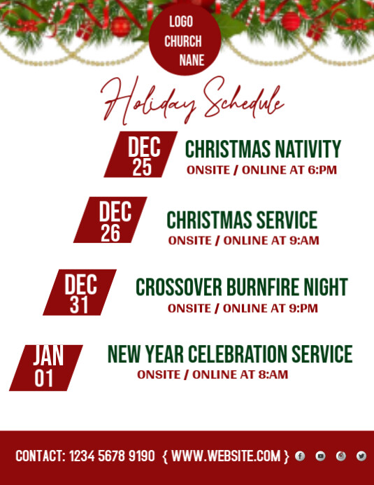 Copy of White Typographic Holiday Schedule Flyer (us Letter) | PosterMyWall