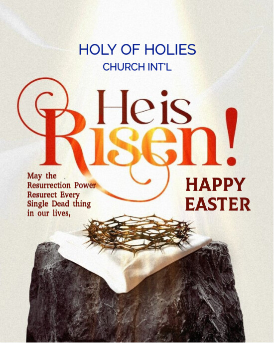 Copy of White Typographic Illustrative Modern Happy Easter He Is Risen Template With Ash ...