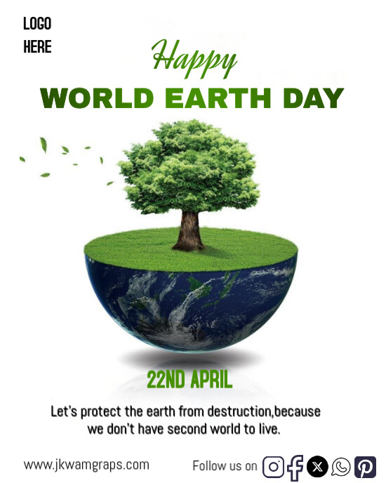 Copy of White Typographic Illustrative Modern World Earth Day ...