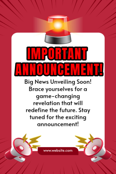 White Typographic Important Announcement Noti Template | PosterMyWall