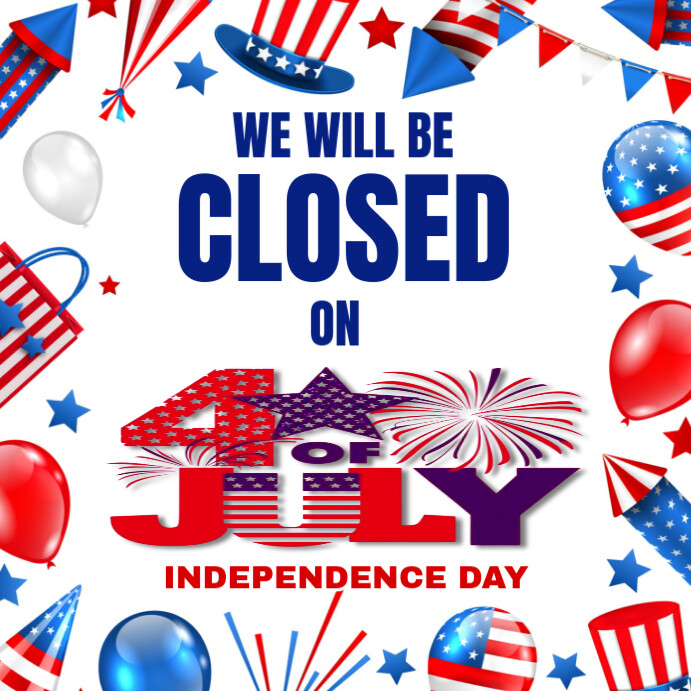 White Typographic Independence Day Closure Notice Instagram Post ...