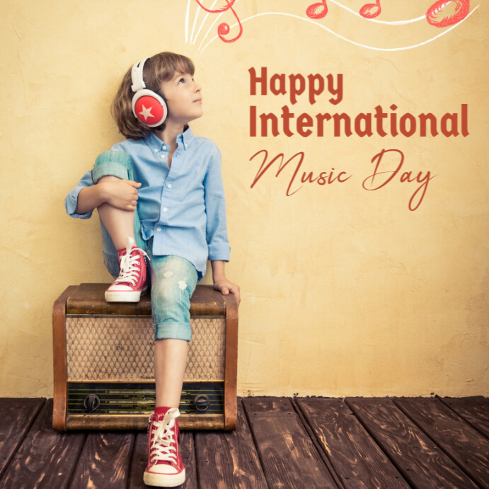 White Typographic International Music Day Instagram Post Template ...