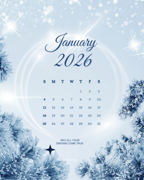 Plantilla de White Typographic January 2026 Calendar Instagram Portrait ...