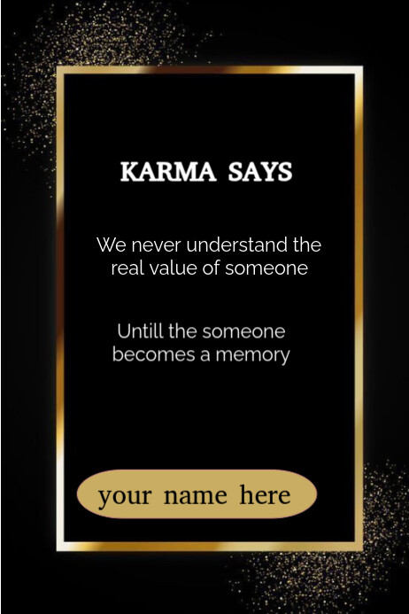 White Typographic Karma Quote Poster Template | PosterMyWall