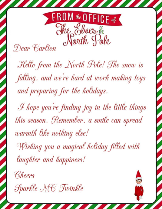 White Typographic Letter From Elf Flyer (us Letter) Template | PosterMyWall