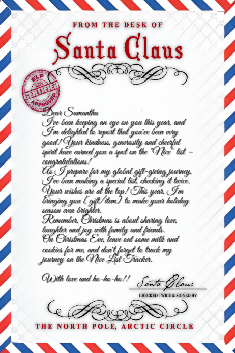 White Typographic Letter From Santa Poster Template | PosterMyWall