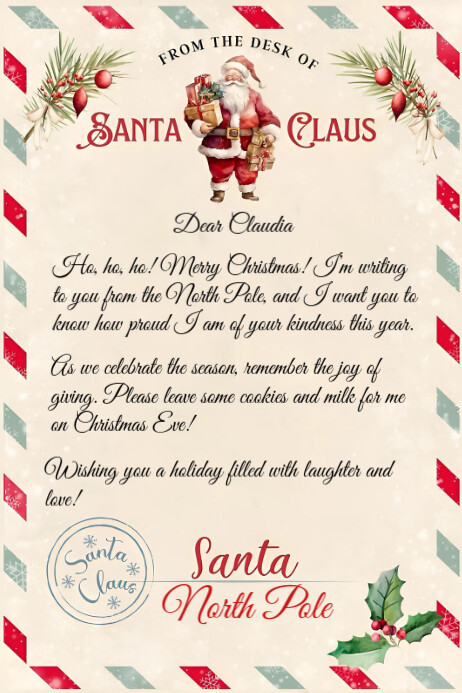 Copy of White Typographic Letter From Santa Poster | PosterMyWall