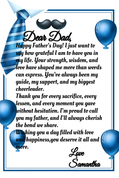 White Typographic Letter To Dad Poster Template | PosterMyWall