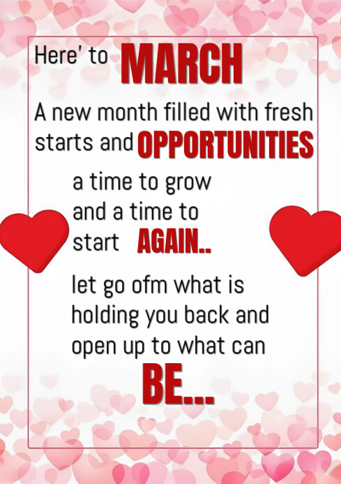 White Typographic March Writeup A4 Template | PosterMyWall