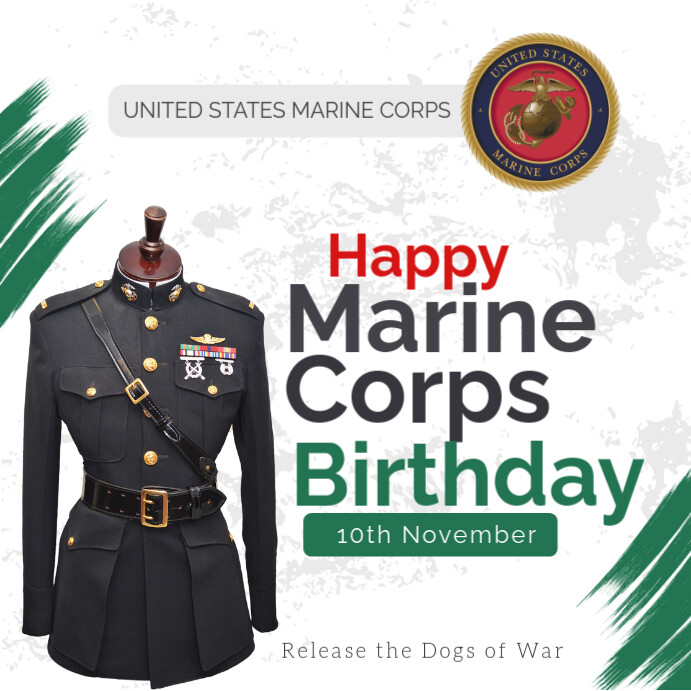 Plantilla de White Typographic Marine Corps Birthday Instagram Post ...
