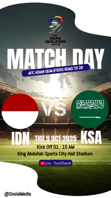 White Typographic Match Day Timnas Indonesia Vs Saudi Arabia Instagram ...