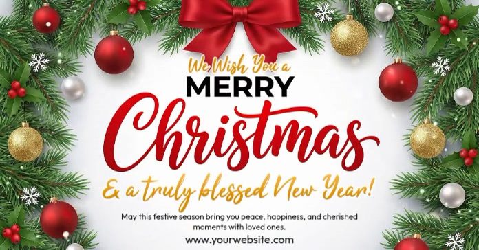 White Typographic Merry Christmas Wishes Facebook Shared Image Template ...