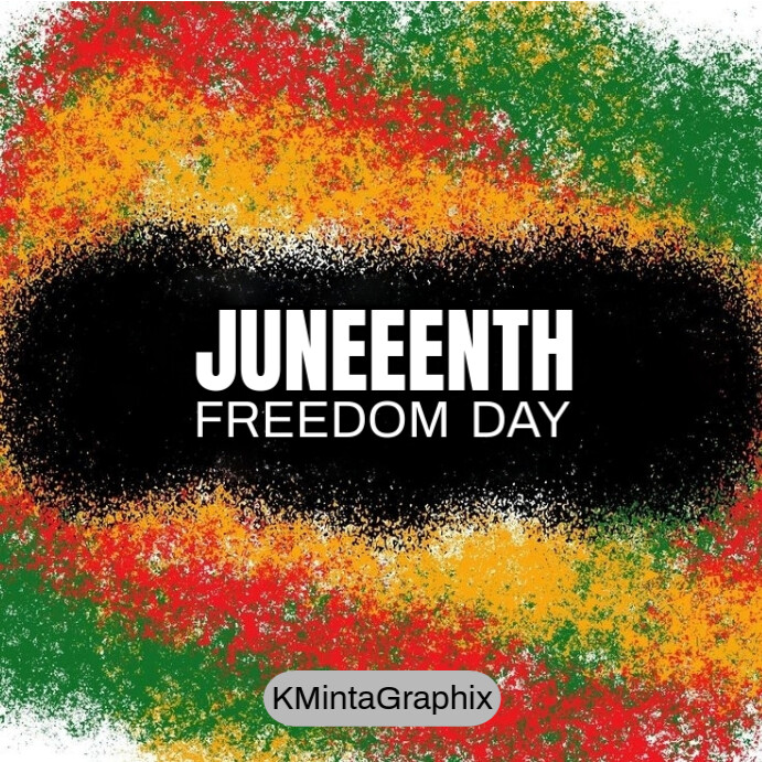 White Typographic Modern Happy Juneteenth Freedom Day With Yellow, Red ...