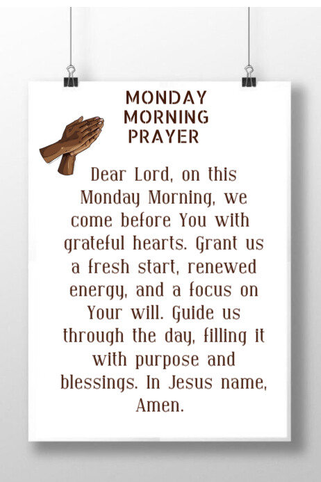 Copy of White Typographic Monday Morning Prayer Poster | PosterMyWall