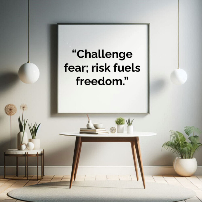 White Typographic Motivational Risk Quotes Square (1:1) Template ...