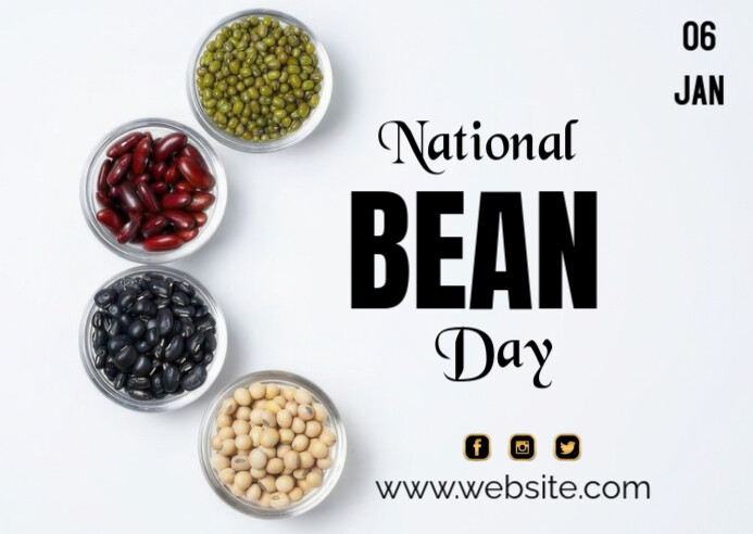 White Typographic National Bean Day Postcard Template | PosterMyWall