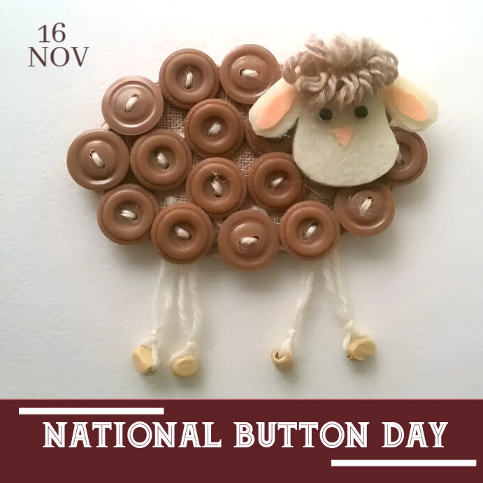 White Typographic National Button Day Instagram Post Templat | PosterMyWall