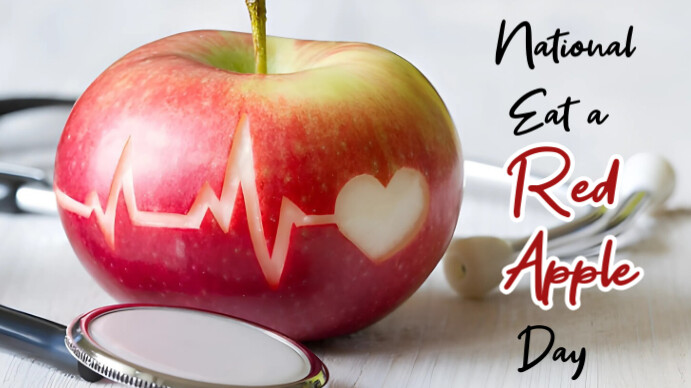 White Typographic National Eat A Red Apple Day Digital Display (16:9 ...