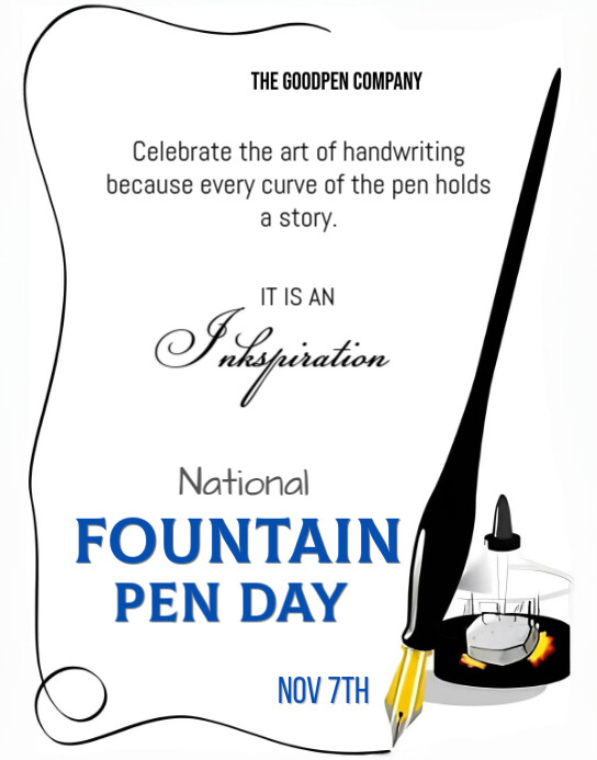 Copy of White Typographic National Fountain Pen Day Poster/wallboard ...