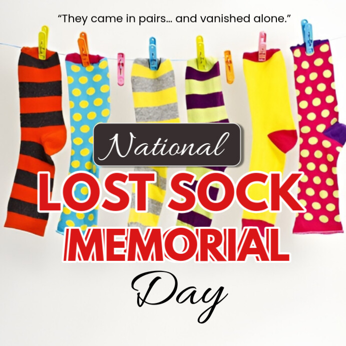 White Typographic National Lost Sock Memorial Day Instagram Post ...