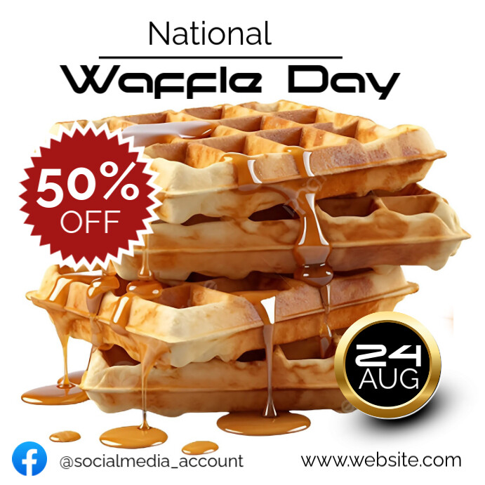 White Typographic National Waffle Day Instagram Post Template ...