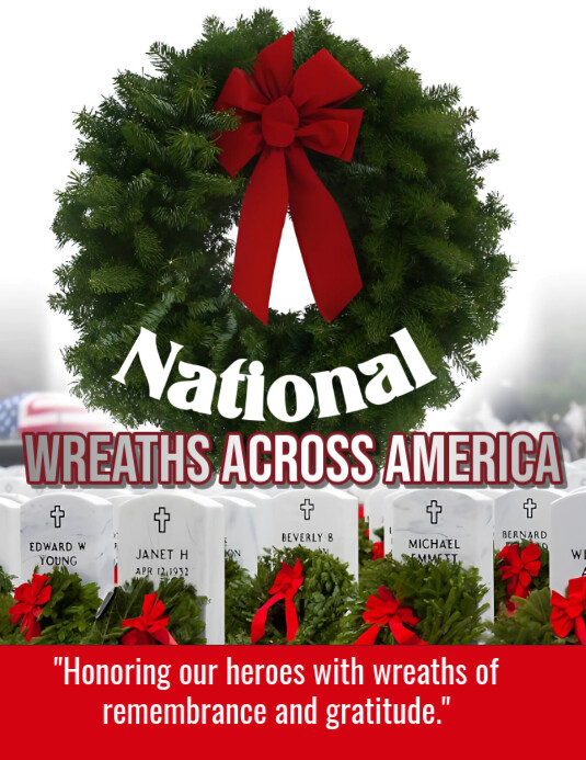 White Typographic National Wreaths Across America Day Flyer (us Letter ...