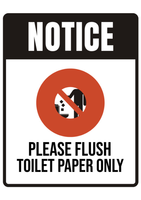 White Typographic Notice Please Flush Toilet Paper Only A4 Template ...