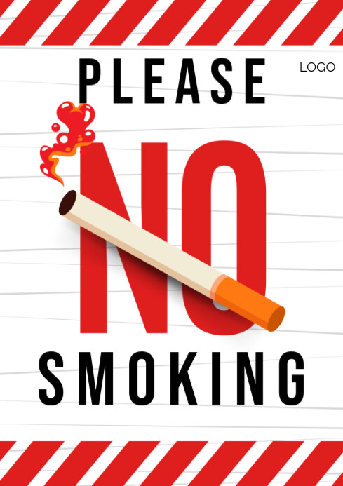 White Typographic Please No Smoking Area Icon A4 Template | PosterMyWall