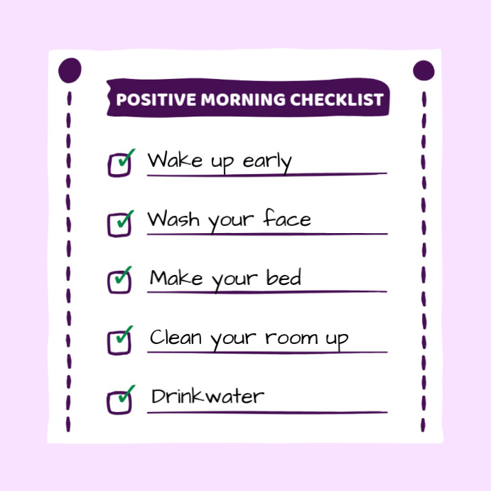 Plantilla de White Typographic Positive Morning Check List Instagram ...