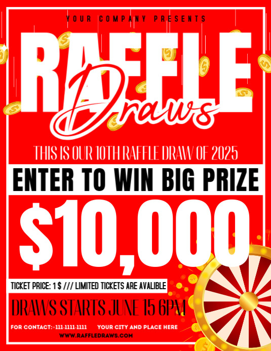 White Typographic Raffle Draws | Raffle Ticket Flyer (us Letter ...