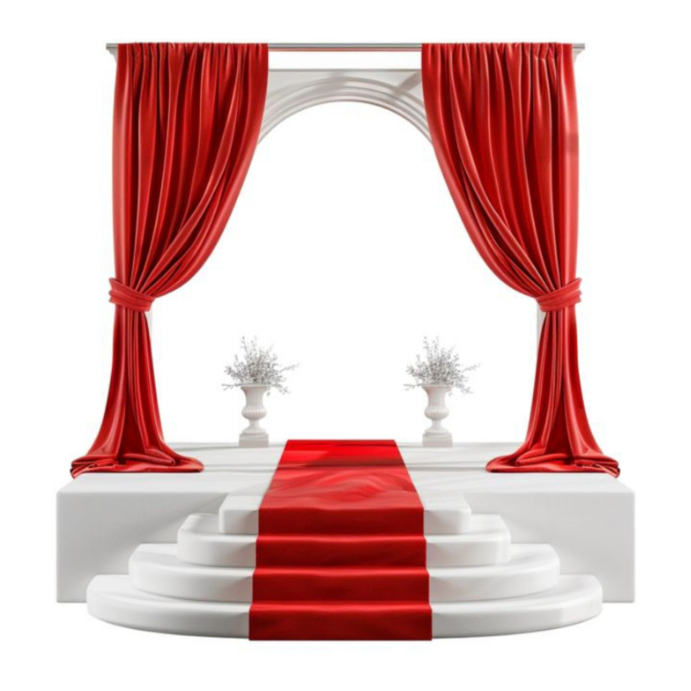 White Typographic Red Carpet Stage With Curtain Instagram Post Template ...
