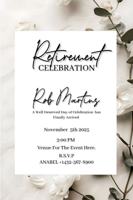 White Typographic Retirement Card Poster Template | PosterMyWall