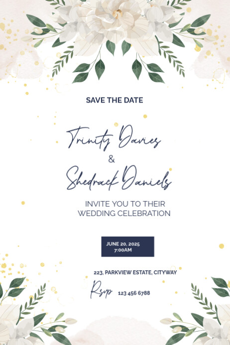 White Typographic Save The Date Poster Template | PosterMyWall