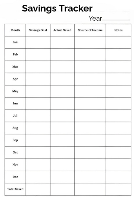 White Typographic Savings Tracker Poster Template | PosterMyWall