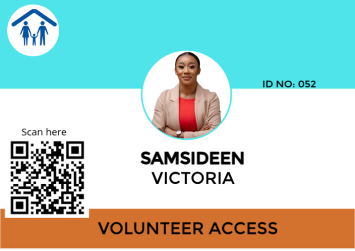 Copy of White Typographic Simple Volunteer Id Card Badge Design ...