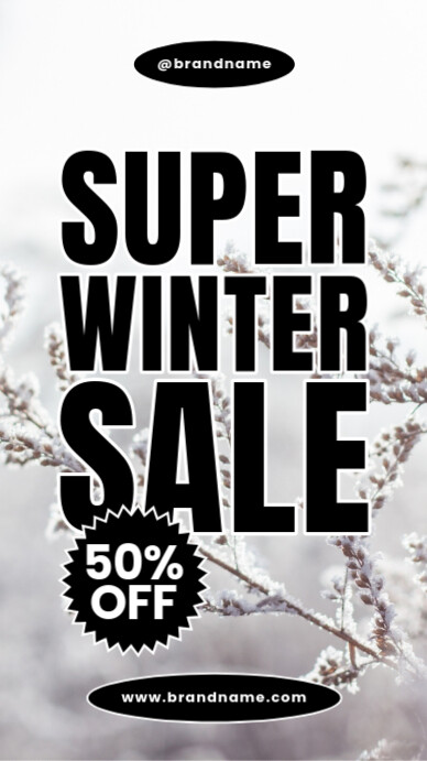 White Typographic Snow Super Winter Sale Promotional Offer Instagram ...