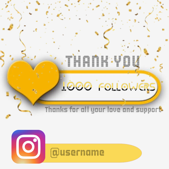 White Typographic Thank You 1000 Followers Instagram Post Template ...