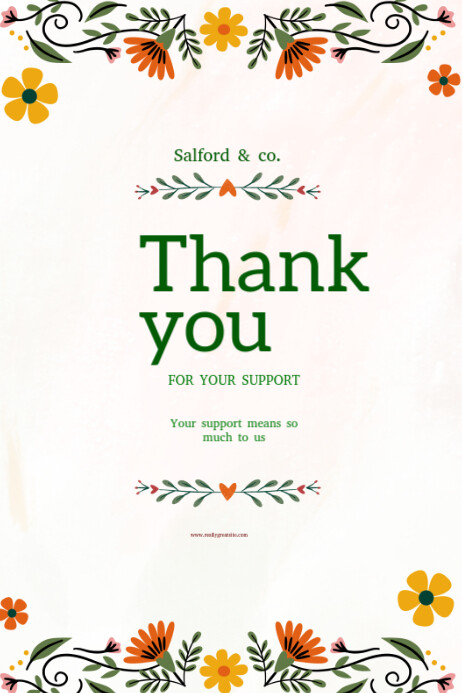 White Typographic Thank You Card Poster Template | PosterMyWall