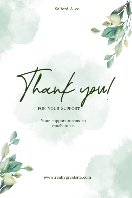White Typographic Thank You Card Poster Template | PosterMyWall