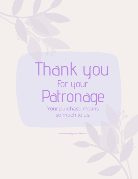 White Typographic Thank You For Your Patronage Flyer (us Letter ...