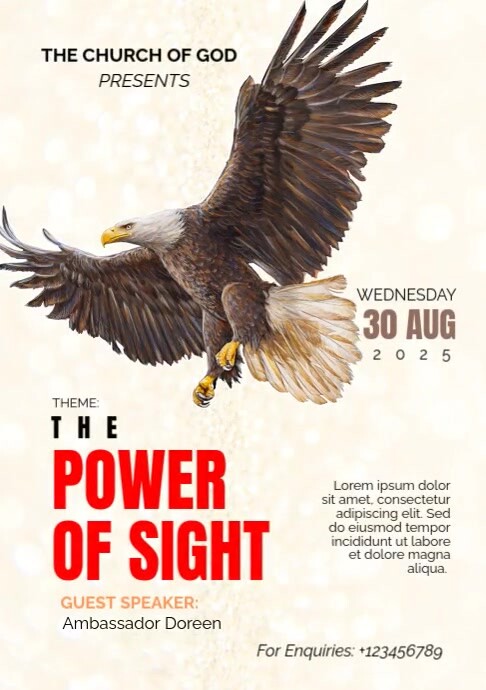 White Typographic The Power Of Sight Church Poster A3 Template ...