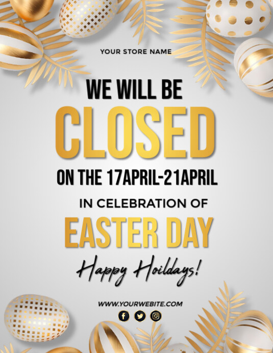Copy of White Typographic We Will Be Closed For Easter Flyer (us Letter) | PosterMyWall